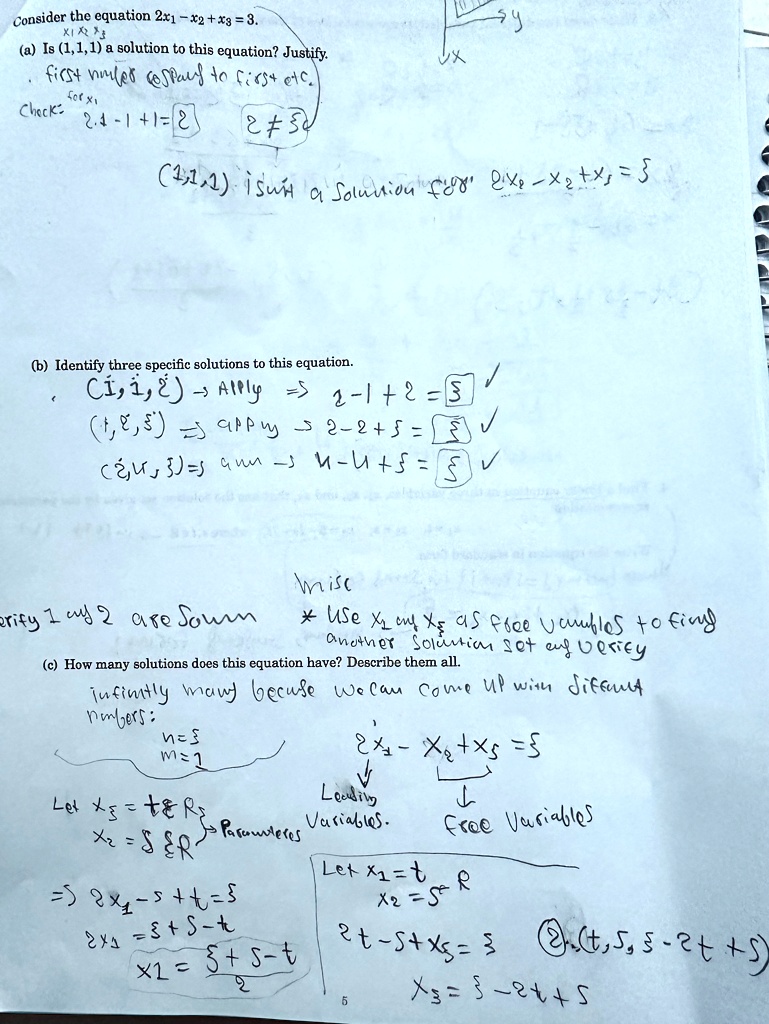 SOLVED: Verify that 1 and 2 are solutions using x1 and x3 as free ...