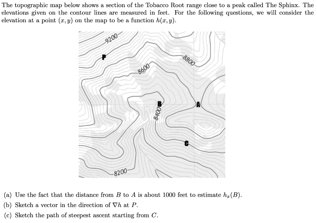 SOLVED: The topographic map below shows a section of the Tobacco Root ...