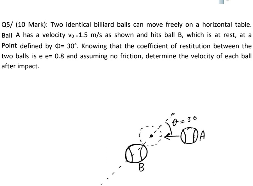SOLVED: Q5/ (10 Mark): Two identical billiard balls can move freely on ...