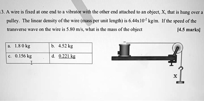 SOLVED: A wire is fixed at one end t0 a vibrator with the other end ...