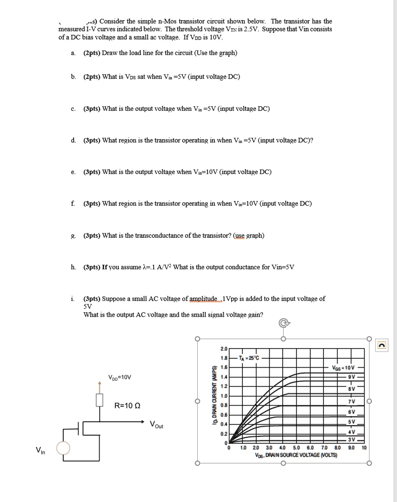 Consider the simple n-Mos transistor circuit shown below. The ...