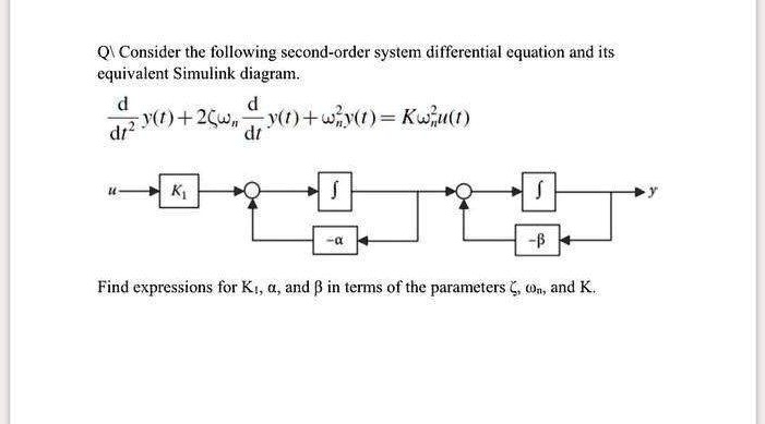 SOLVED: Consider the following second-order system differential equation and its equivalent ...