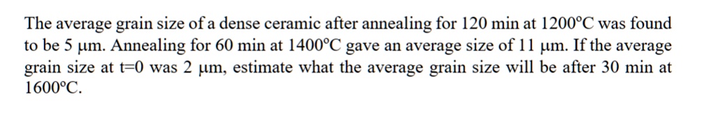 The average grain size of a dense ceramic after annealing for 120 min ...