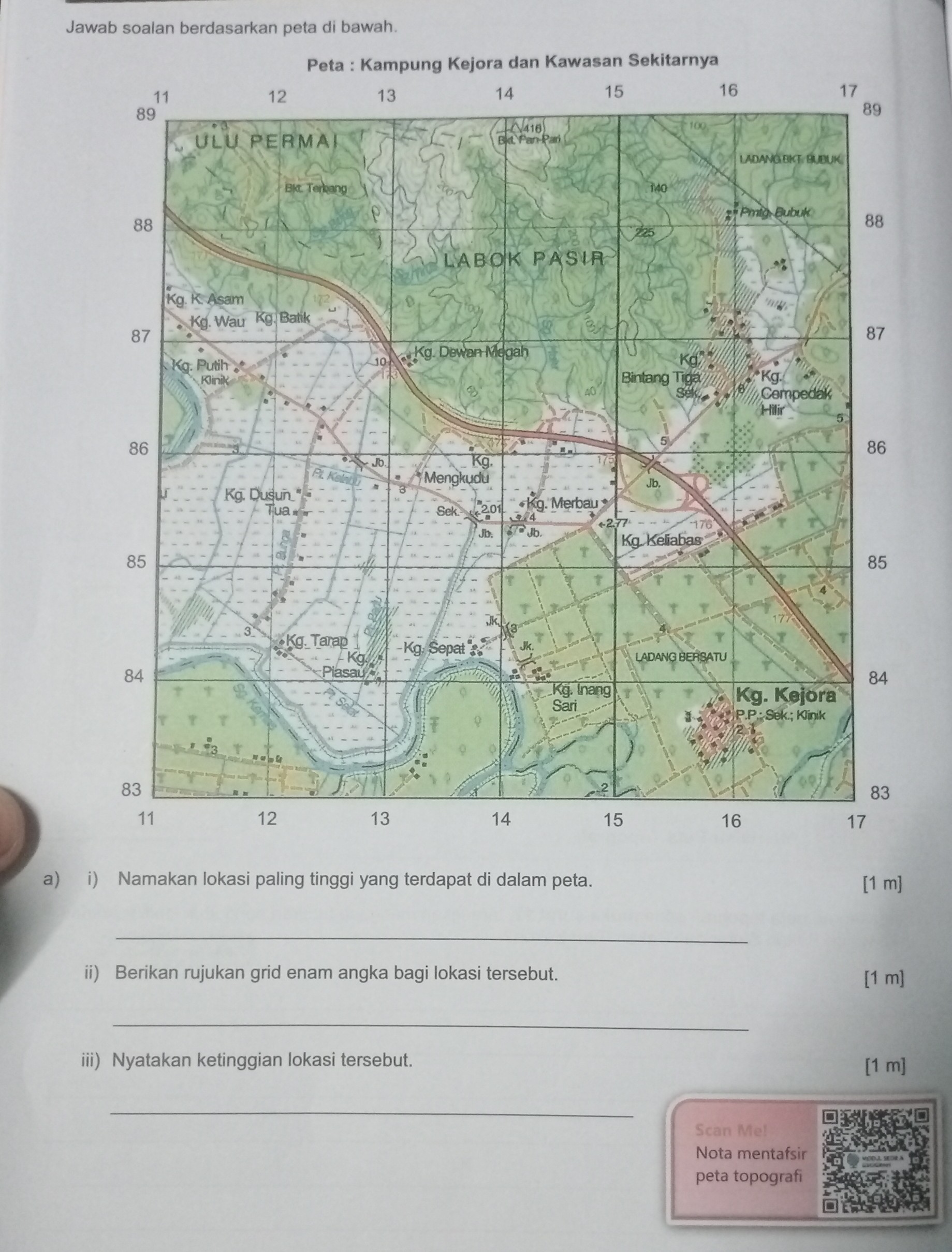 Jawab soalan berdasarkan peta di bawah. Peta : Kampung Kejora dan ...