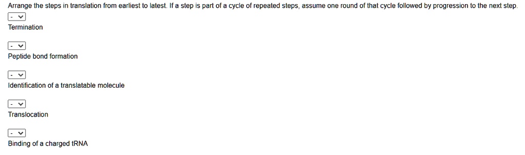 SOLVED: Arrange the steps translation from earliest to latest If a step ...