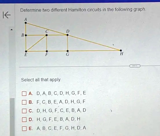 SOLVED: Determine two different Hamilton circuits in the following ...