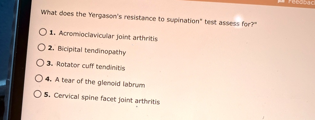what does the yergasons resistance to supination test assess for 1 ...