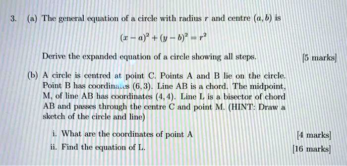 the general equation of circle with radlius ad centre a6 is derive the ...