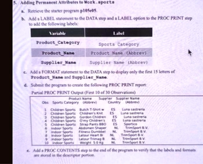 SOLVED: Texts: 5. Adding Permanent Attributes to Work.sports a ...