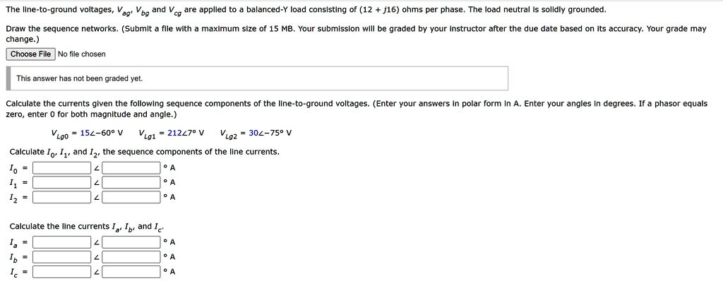 the line to ground voltages vag vpg and vcg are applied to a balanced y ...