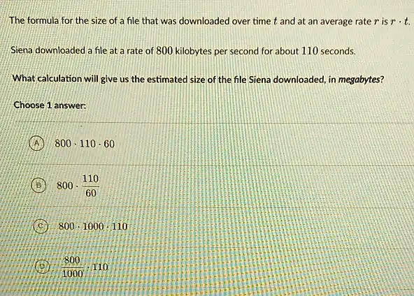 VIDEO solution: The formula for the size of a file that was downloaded ...