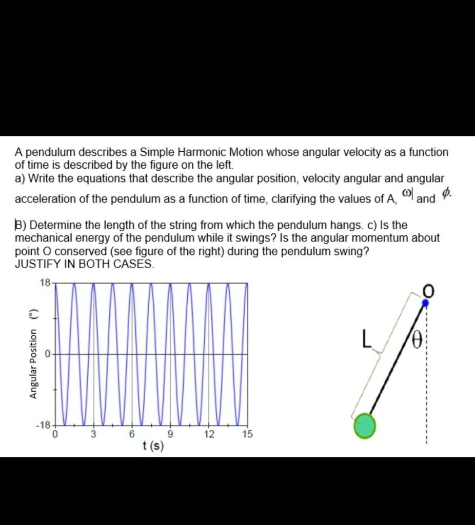 SOLVED:A pendulum describes a Simple Harmonic Motion whose angular ...