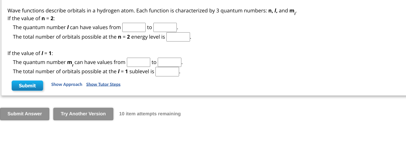 Solved Wave Functions Describe Orbitals In A Hydrogen Atom Each