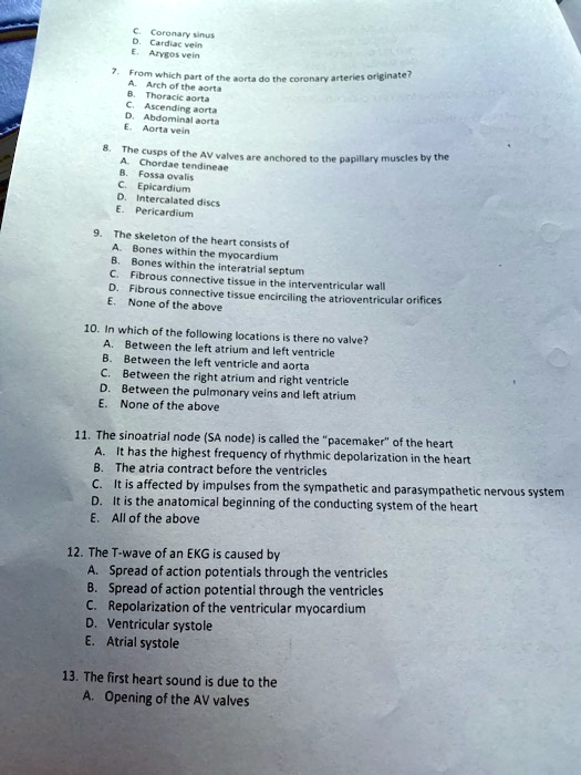 SOLVED: Coronary sinus D. Cardiac vein Azygos vein From which part of ...