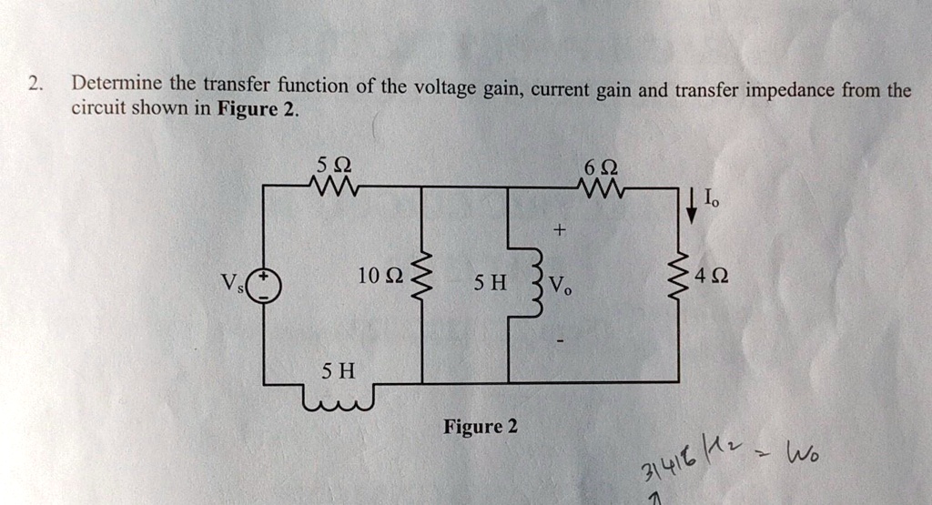2. Determine the transfer function of the voltage gain, current gain ...