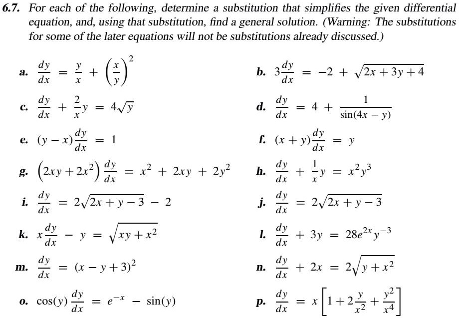 6.7. For each of the following, determine a substitution that ...