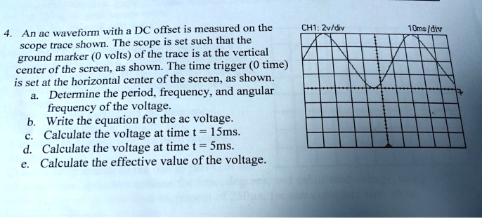 SOLVED: An AC waveform with a DC offset is measured on the CH1:2V/div scope trace shown. The ...