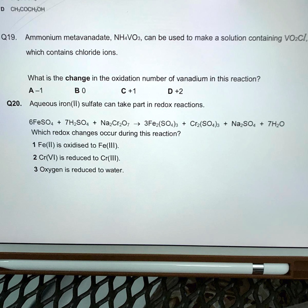 SOLVED: Please help with 19 and 20 !!! CH3COCH3 Q19. Ammonium ...