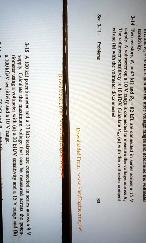 Sec. 3 - Problems (a) and (b) with the voltmeter disconnected ...