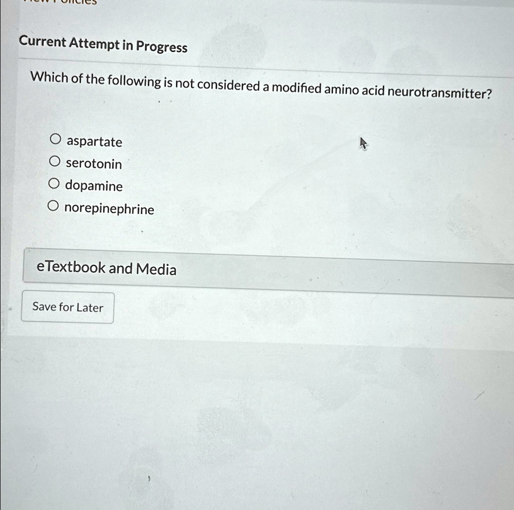 Current Attempt in Progress Which of the following is not considered a modified amino acid ...