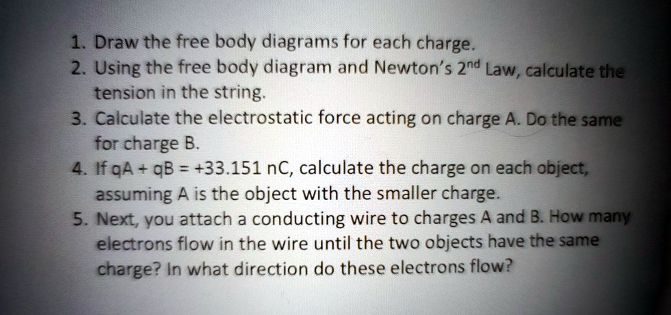 1 draw the free body diagrams for each charge 2 using the free body ...