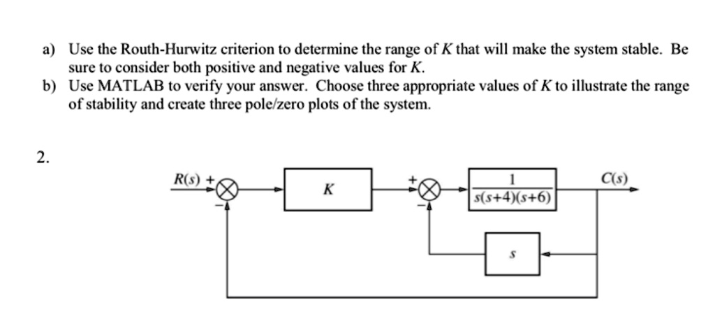 a use the routh hurwitz criterion to determine the range of k that will make the system stable ...