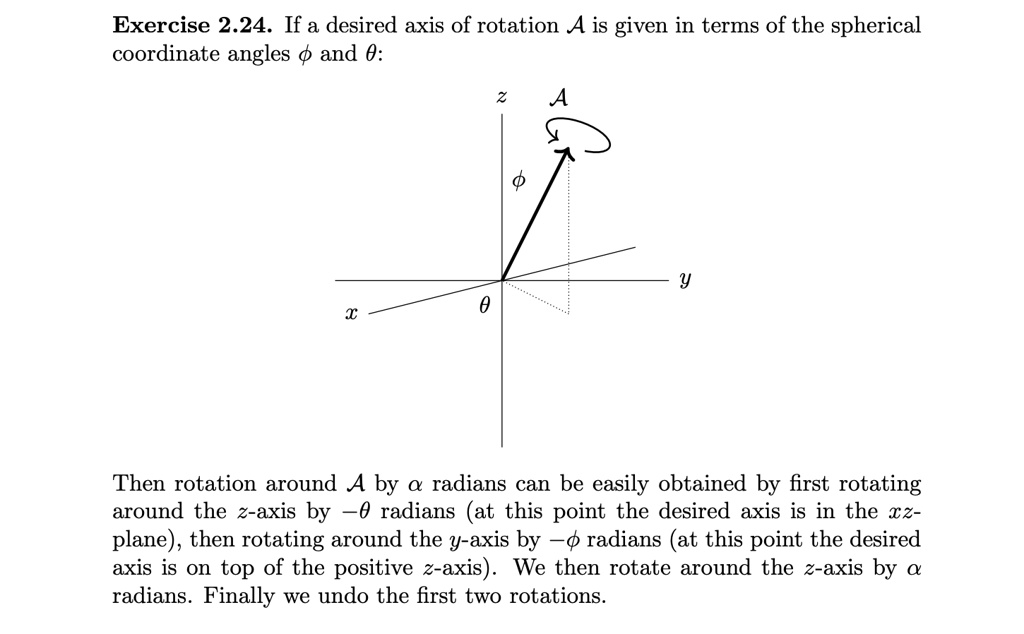 SOLVED: Calculate (and simplify) the matrix for the rotation if φ = π/6, θ = π/3 and α = 3π/4 ...