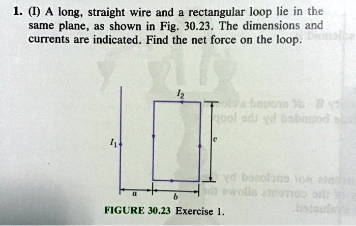 SOLVED: 1. () A long, straight wire and rectangular loop lie in the same plane, as shown in Fig ...