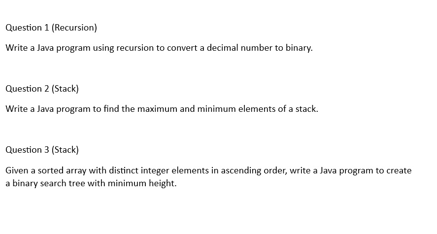 Solved Question 1 Recursion Write A Java Program Using Recursion To Convert A Decimal Number