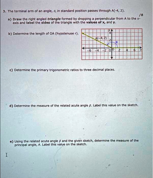 SOLVED: The terminal arm of an angle in standard position passes ...
