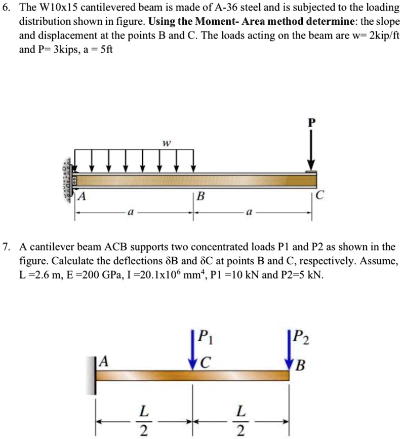 6 the w10x15 cantilevered beam is made of a 36 steel and is subjected ...