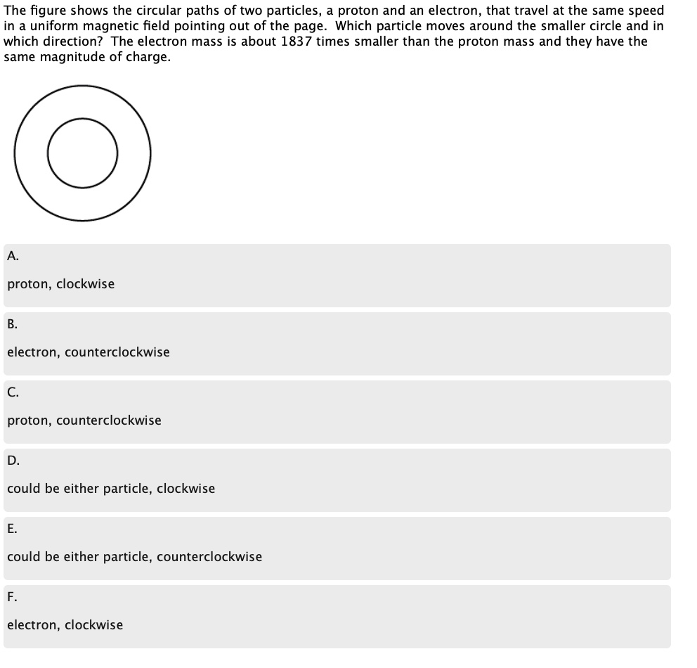 SOLVED: The figure shows the circular paths of two particles proton and an electron, that travel ...