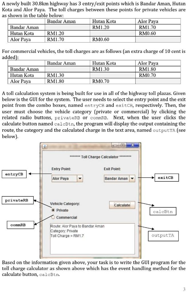 SOLVED: A newly built 30.8 km highway has 3 entry/exit points which are Bandar Aman, Hutan Kota ...