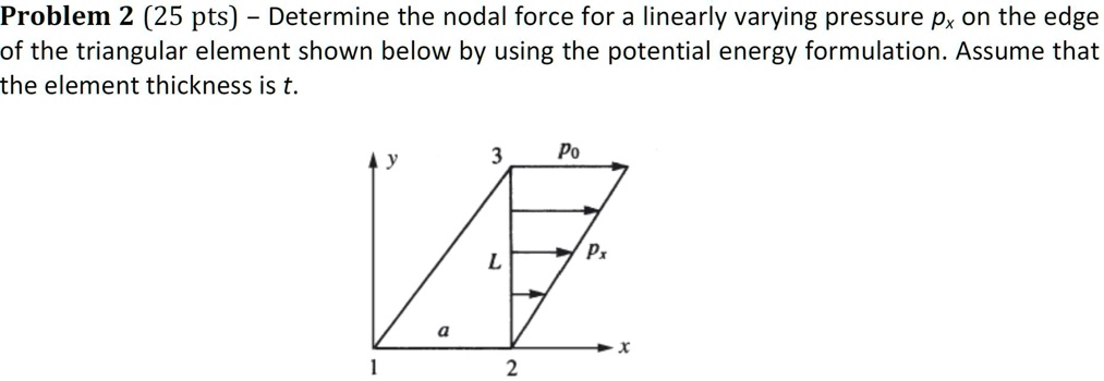 problem 2 25 pts determine the nodal force for a linearly varying ... problem 2 25 pts determine the nodal force for a linearly varying ...