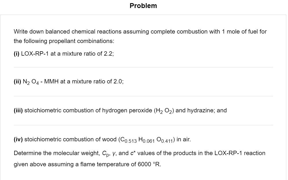 problem write down balanced chemical reactions assuming complete ...