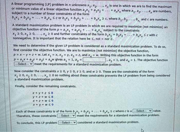SOLVED: linear programming (LP) problem in unknowns one Which we are to find the maximum minimum ...