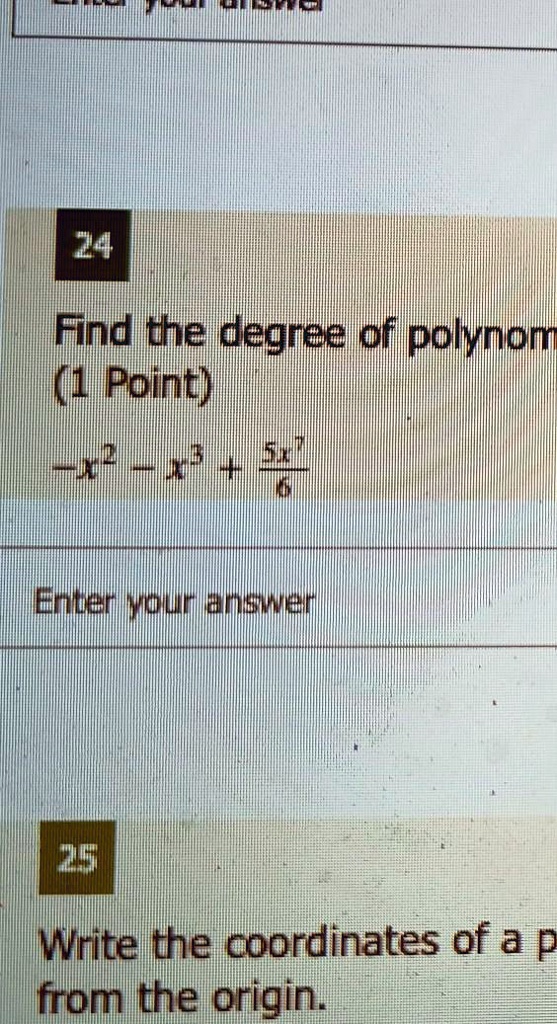 'Find the degree of polynomial'