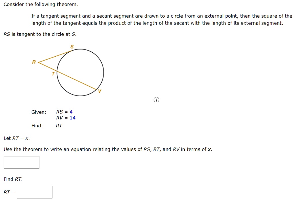 Solved Consider The Following Theorem If A Tangent Segment And A