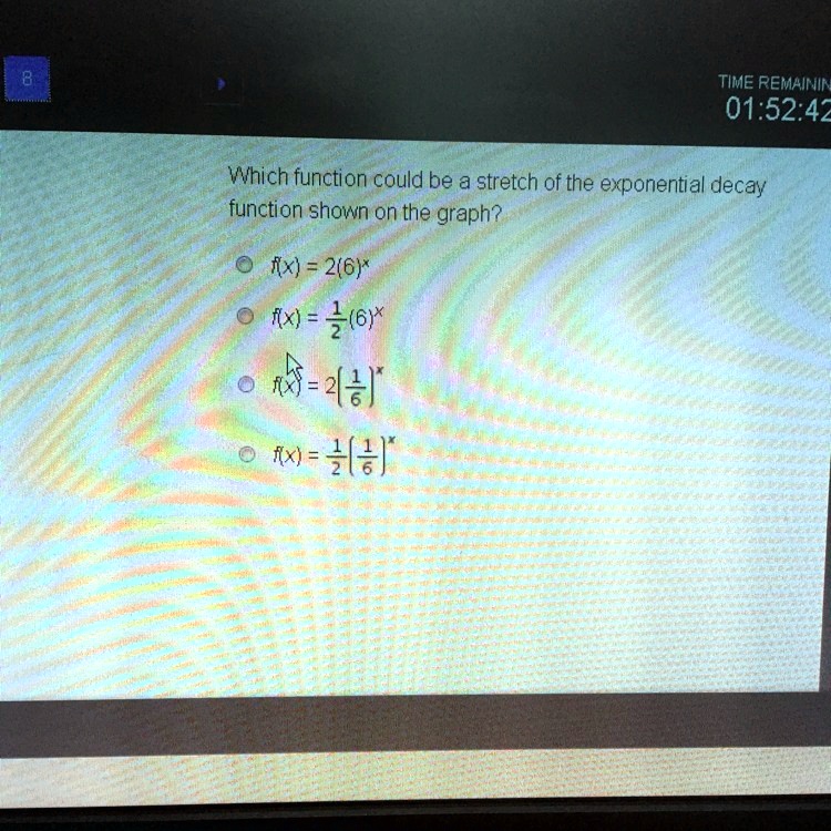 SOLVED: 'Which function could be a stretch of the exponential decay function shown on the graph ...