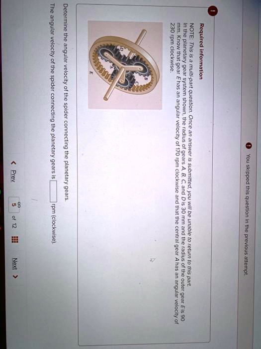 230rpm clockwise the angular velocity of the spider connecting the ...
