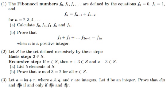 (1) The Fibonacci numbers f0, f1, f2,... are defined by the equations ...
