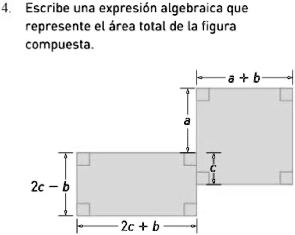 SOLVED: Escribe una expresión algebraica que represente el área total ...