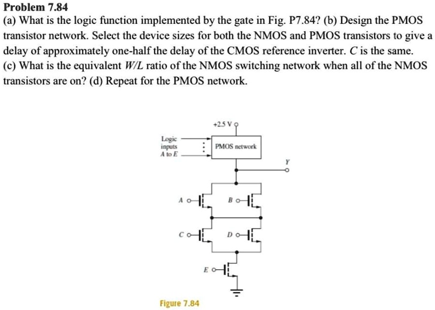 SOLVED: Problem 7.84: a) What is the logic function implemented by the ...