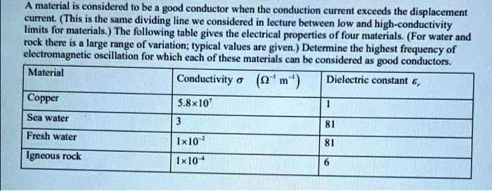 SOLVED: A material is considered to be a good conductor when the ...
