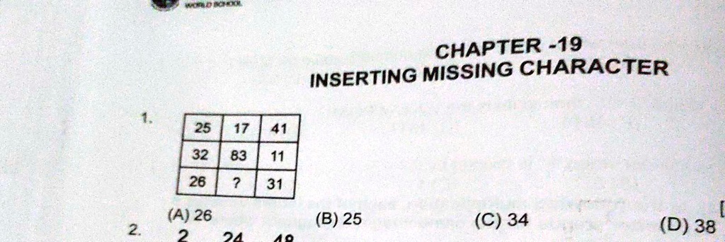 SOLVED: 'Inserting the missing character' SOLVED: 'Inserting the missing character'