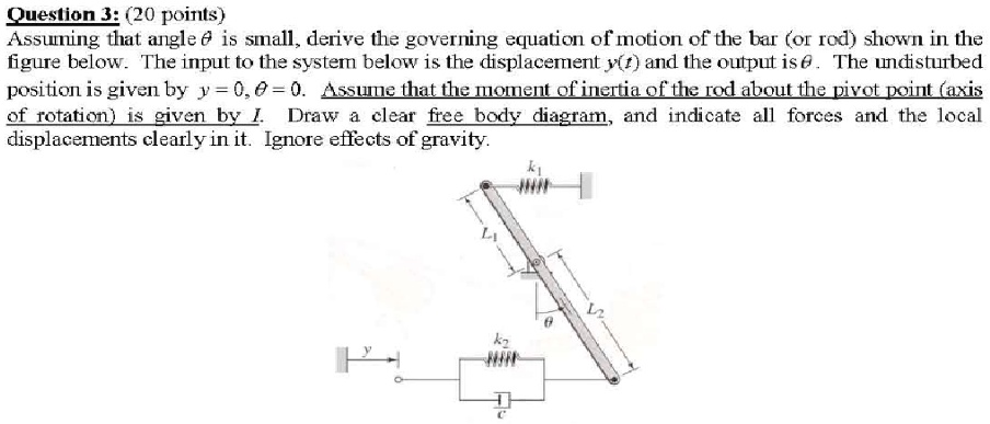 SOLVED: Ouestion3:(20points) Assuming that angle is small derive the ...