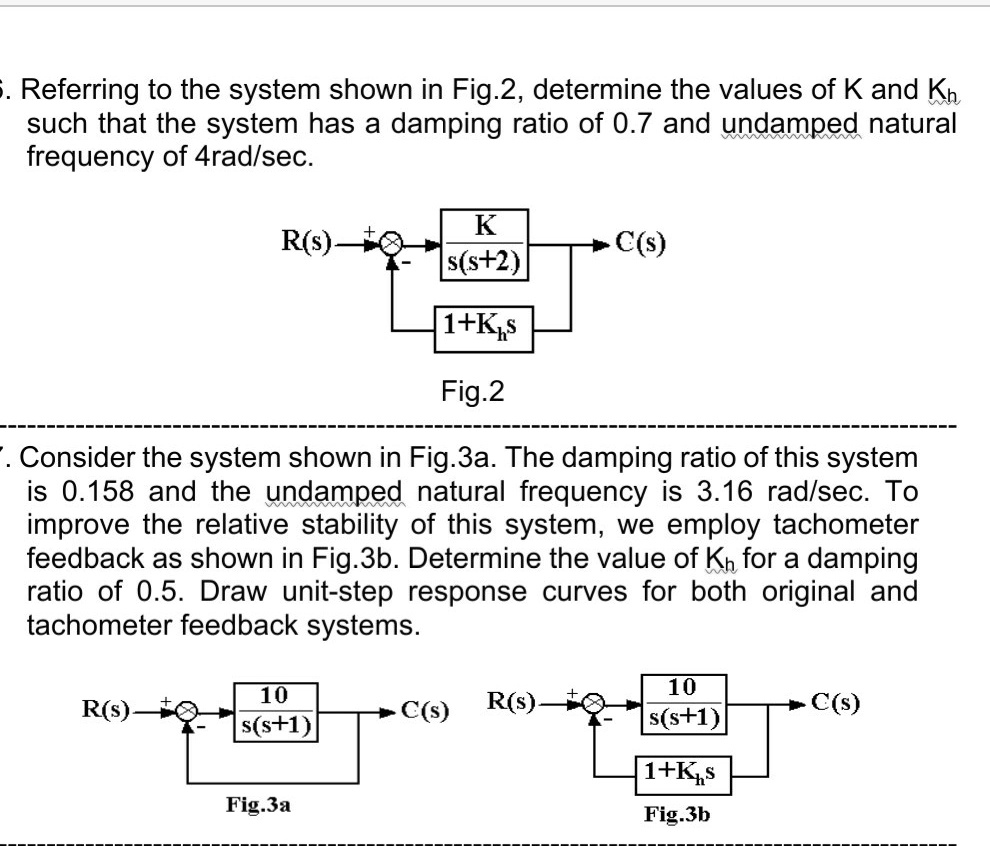 Solved Referring To The System Shown In Fig 2 Determine The Values Of