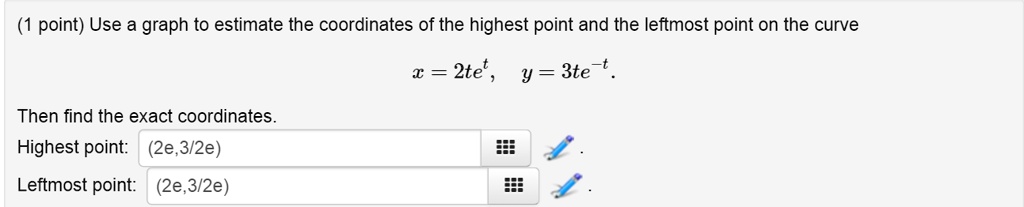SOLVED: point) Use a graph to estimate the coordinates of the highest ...