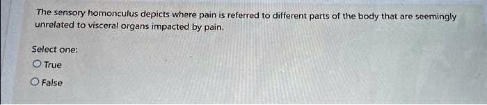 SOLVED: The sensory homunculus depicts where pain is referred to ...