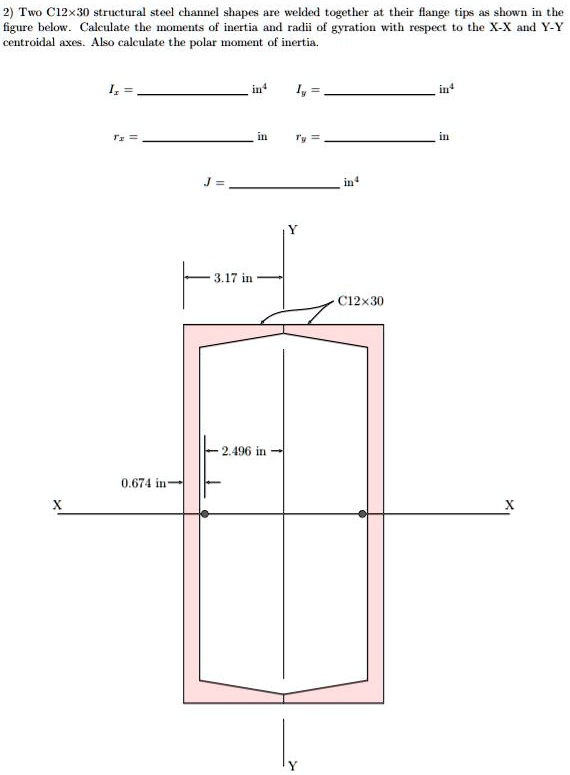 2) Two C12x30 structural steel channel shapes are welded together at ...